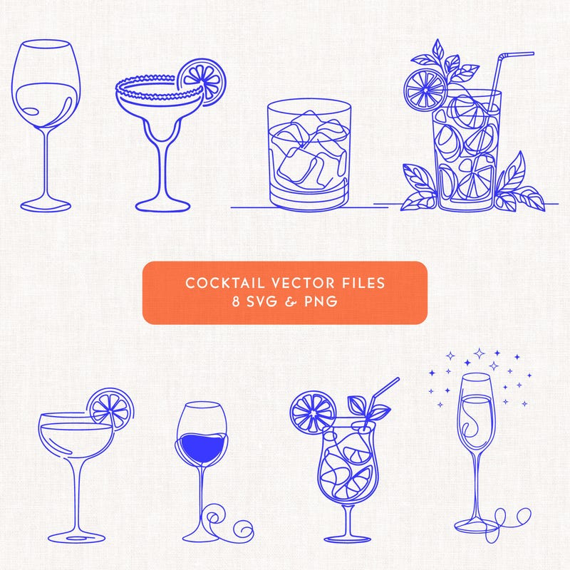 Cocktail Line Art - Etsy