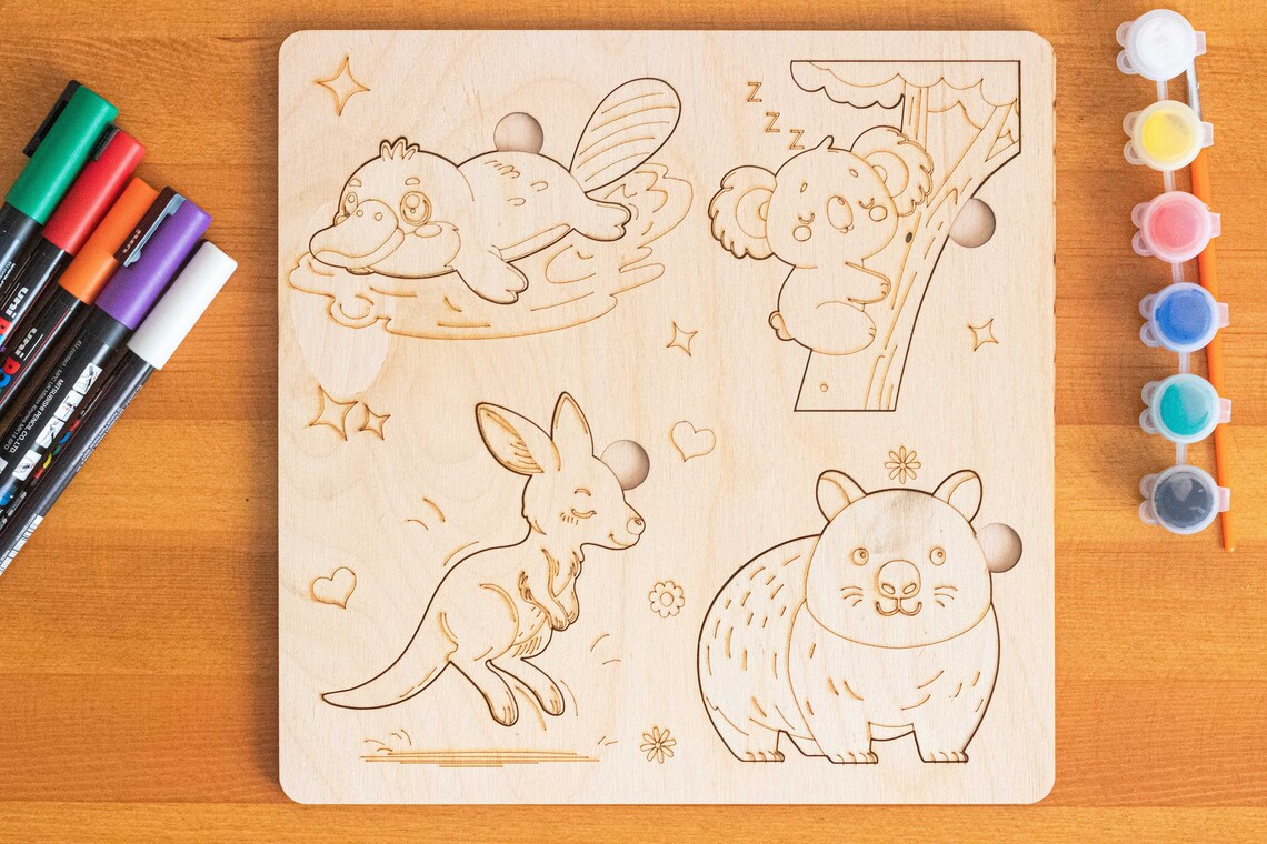 Koala Svg, Kangaroo SVG Cut File Coloring Aussie Animal Laser Cut ...