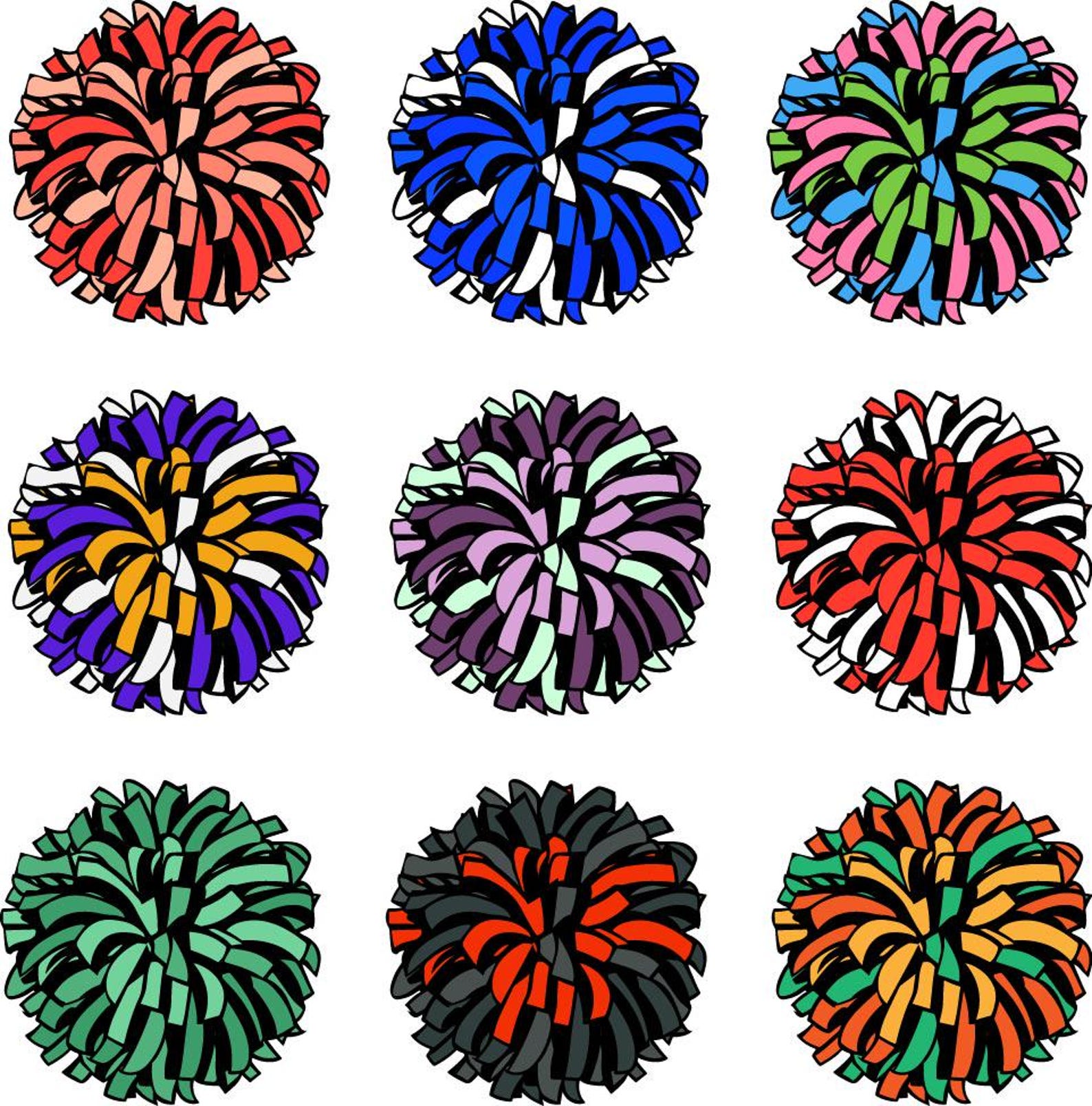 Pom Pom Svg Bundle, Cheerleading Svg, Pompom Svg, Cheerleader Svg, Pom ...