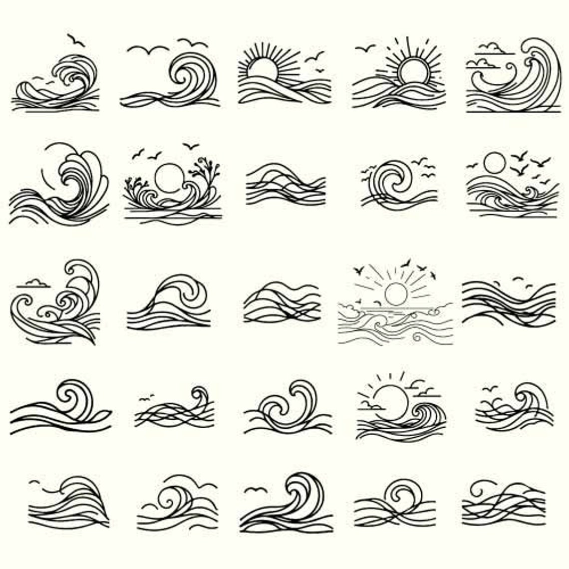 One Line Drawing, Wave Svg, Svg Bundle, Waves Svg, Sunset Svg, Sun Svg ...