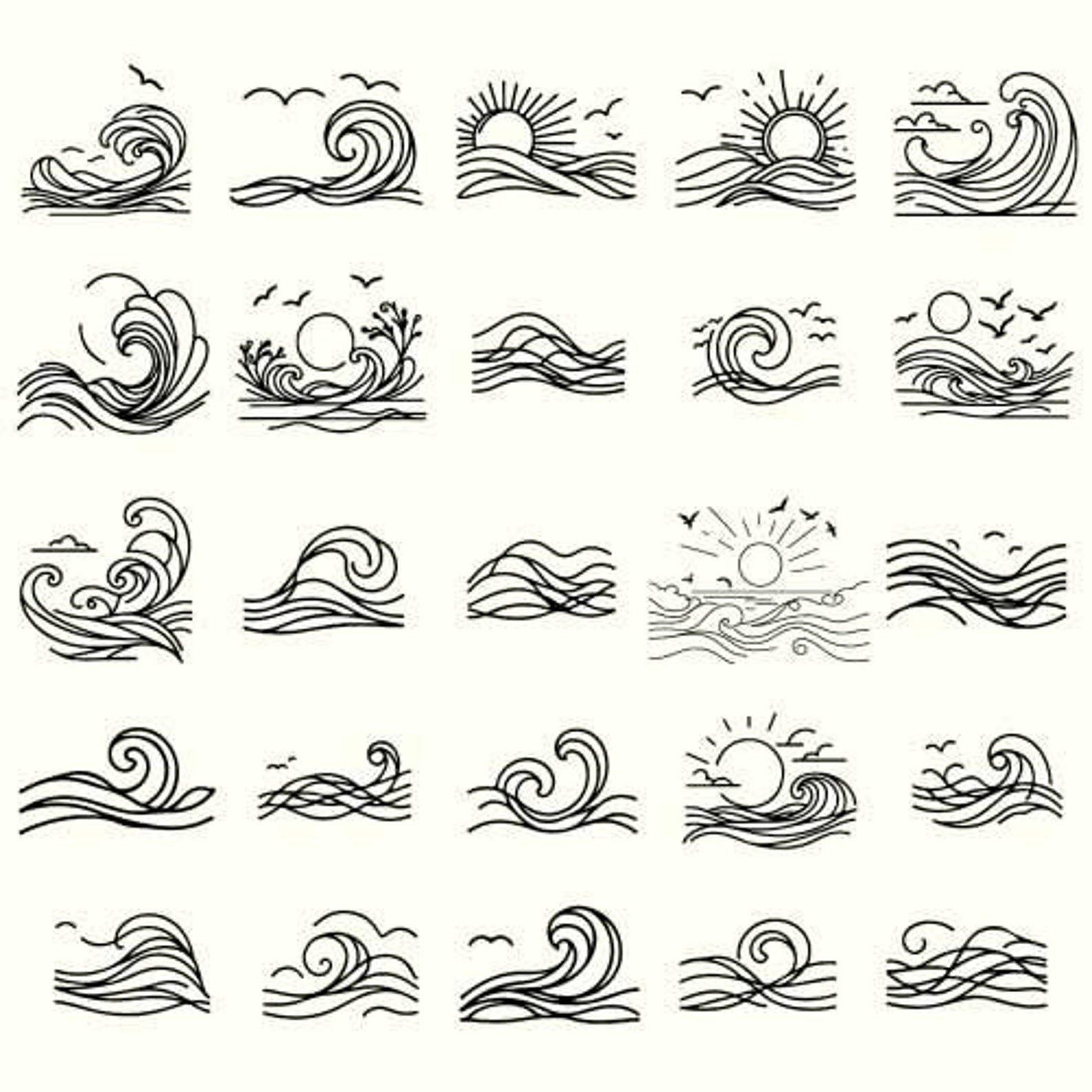 One Line Drawing, Wave Svg, Svg Bundle, Waves Svg, Sunset Svg, Sun Svg ...