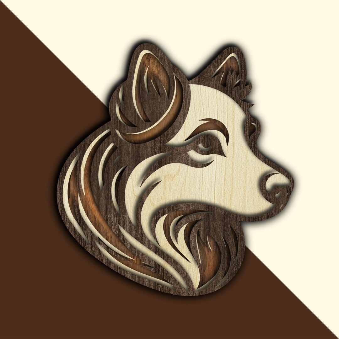 Multilayer Wolf Svg, Layered Wolf Laser Cut File, Wolf Glowforge File ...