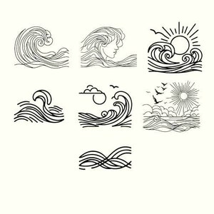 One Line Drawing, Wave Svg, Svg Bundle, Waves Svg, Sunset Svg, Sun Svg ...