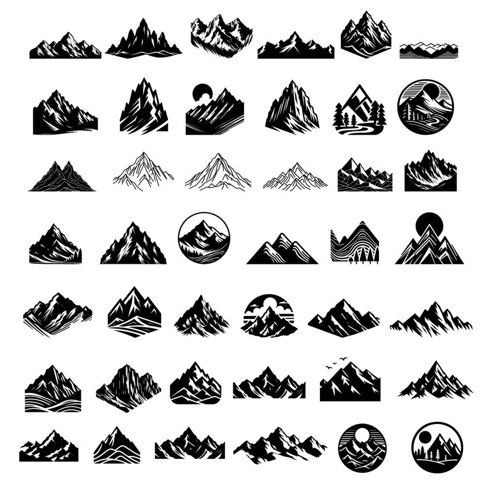 Mountain Svg, Mountain Range Svg, Mountain Scene Svg, Svg Bundle ...