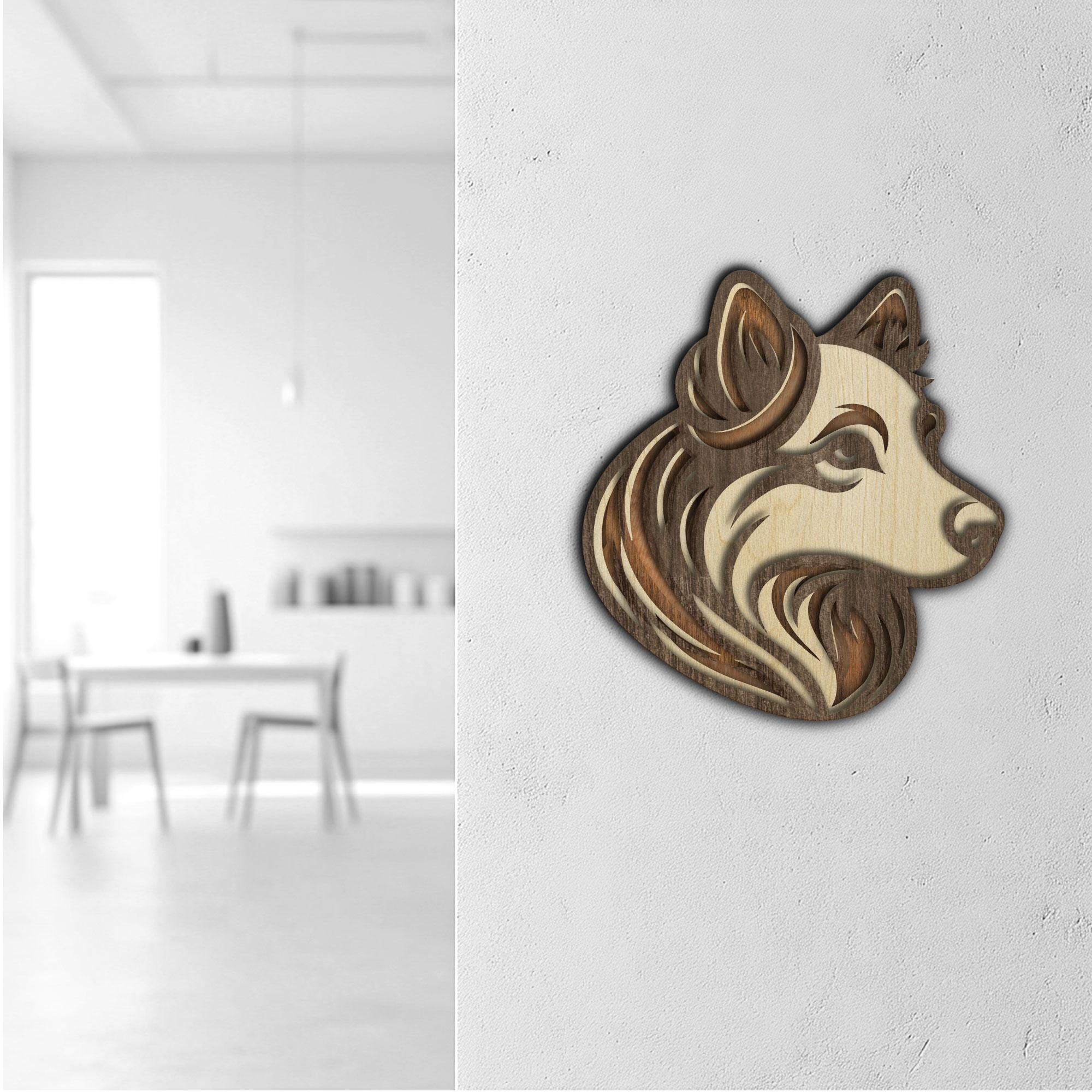 Multilayer Wolf Svg, Layered Wolf Laser Cut File, Wolf Glowforge File ...