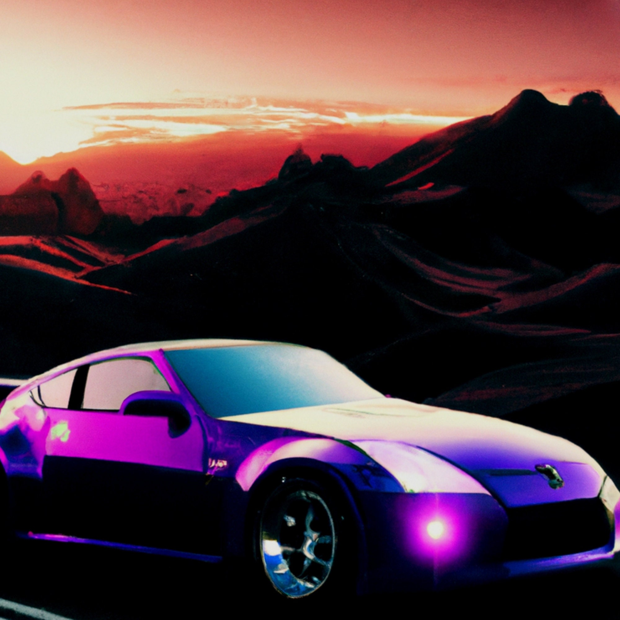 Synth Wave Japanese JDM Car Nissan 350z Zociety Aesthetic Street Race ...
