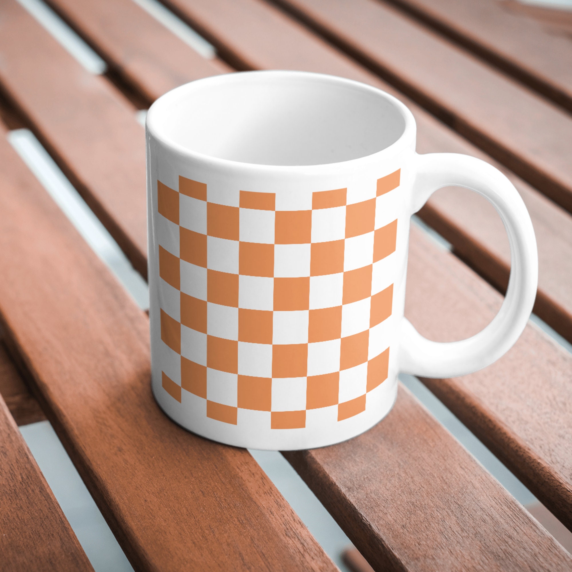 Orange & White Checkerboard Seamless Digital Print Pattern Checkered ...