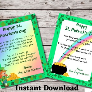 Printable Leprechaun Trap Letters, St. Patrick's Day Leprechaun Notes ...