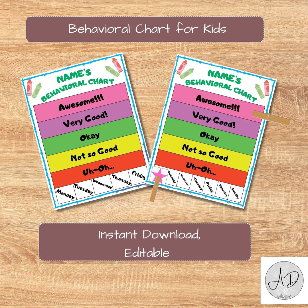 Printable Behavioral Chart for Kids - Etsy