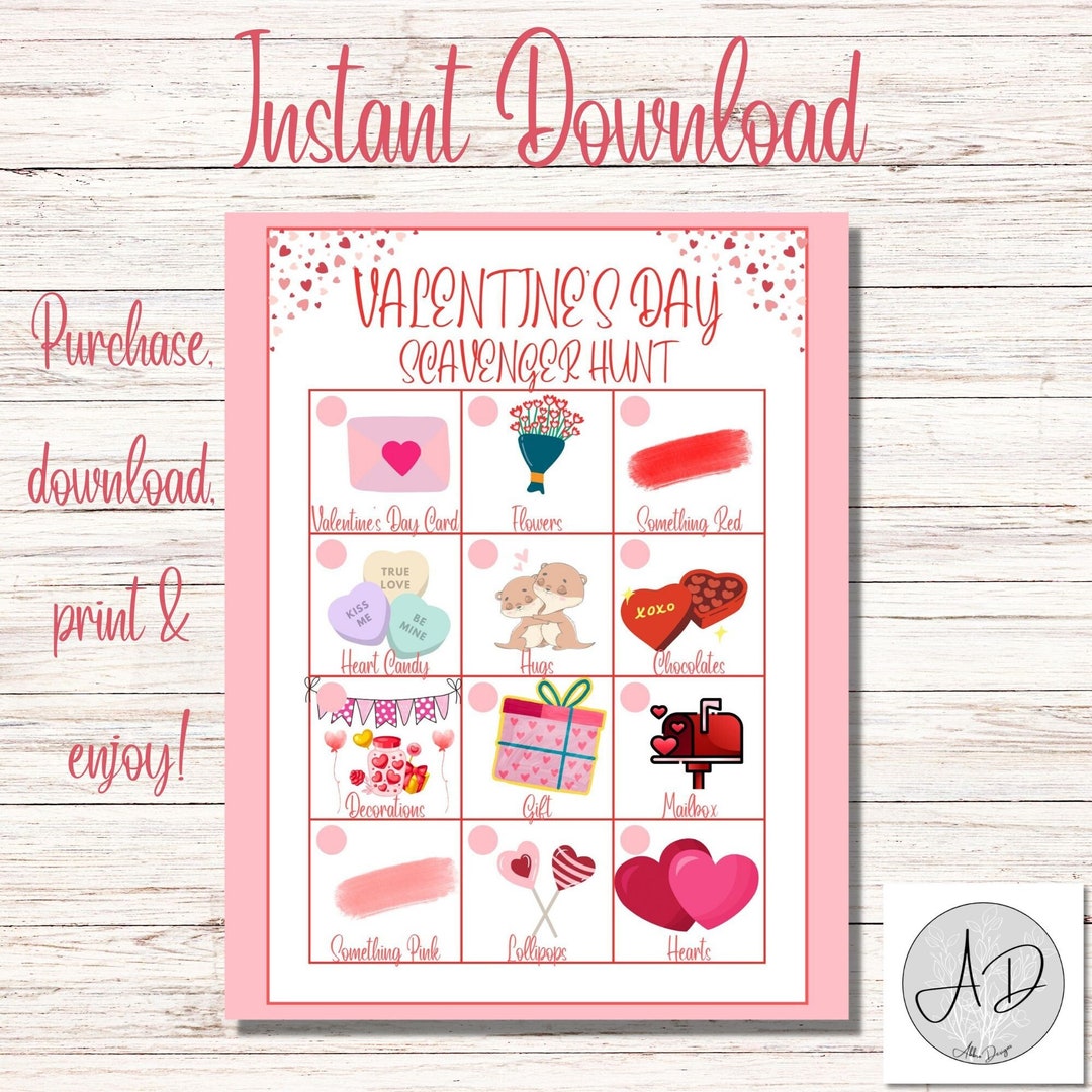 Valentine's Day Scavenger Hunt - Printable - Etsy
