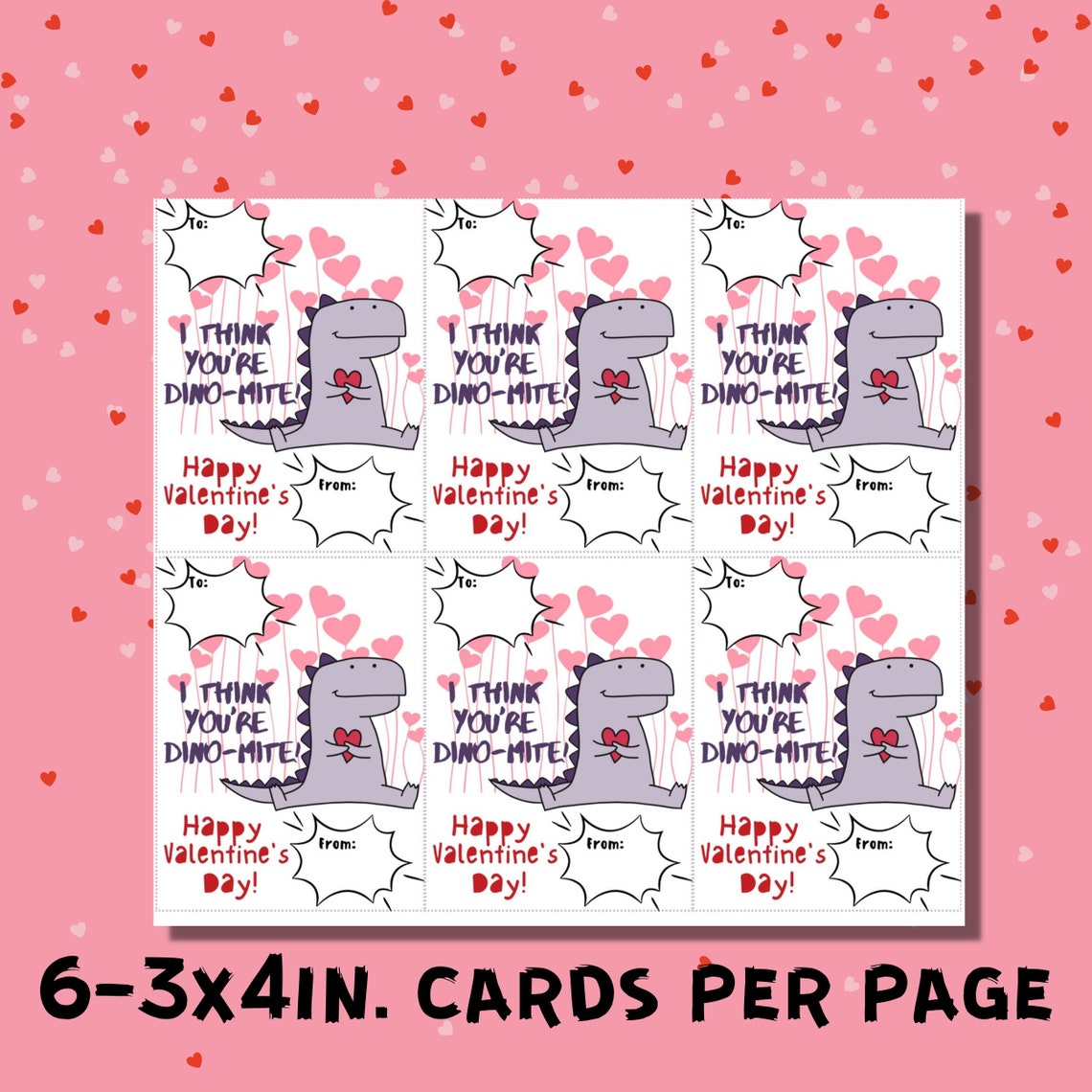 Printable Dinosaur Valentine's Day Cards for Kids - Etsy