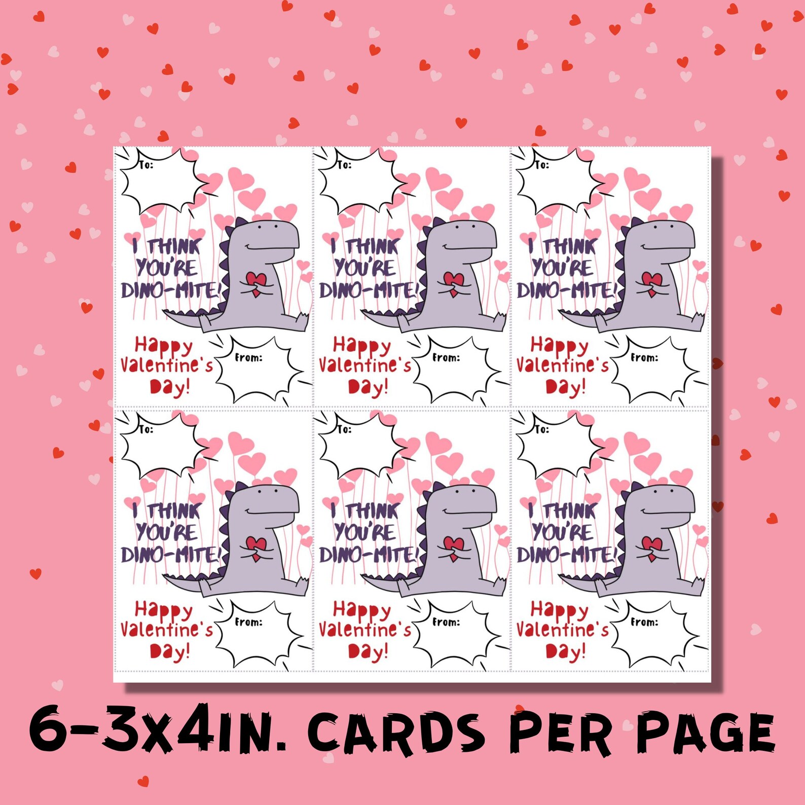 Printable Dinosaur Valentine's Day Cards for Kids - Etsy