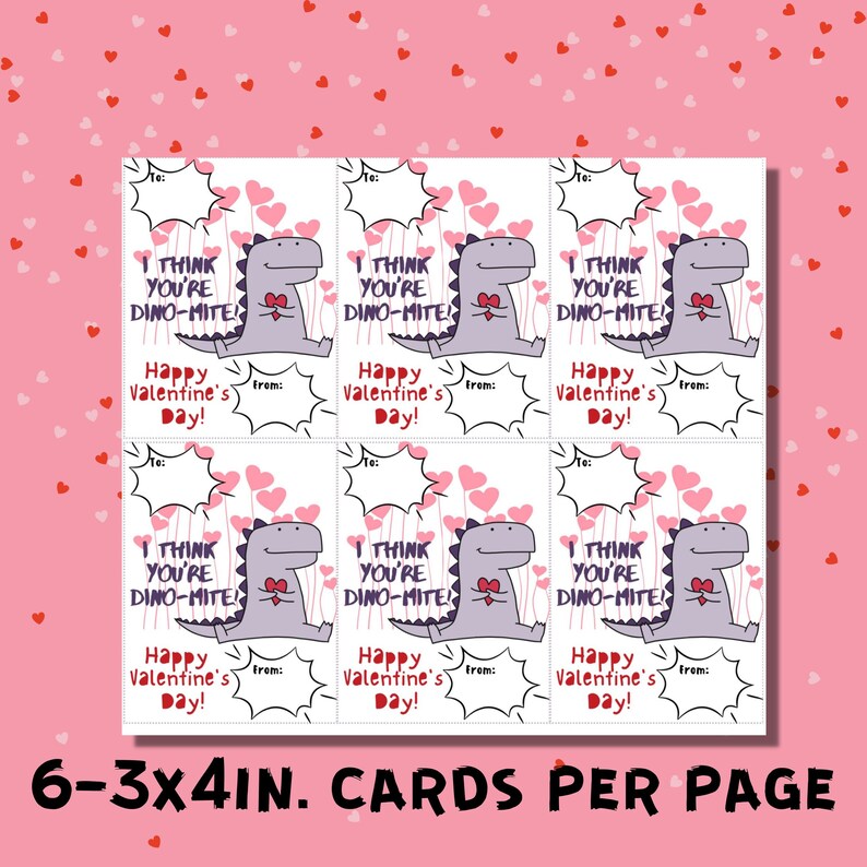 Printable Dinosaur Valentine's Day Cards for Kids - Etsy