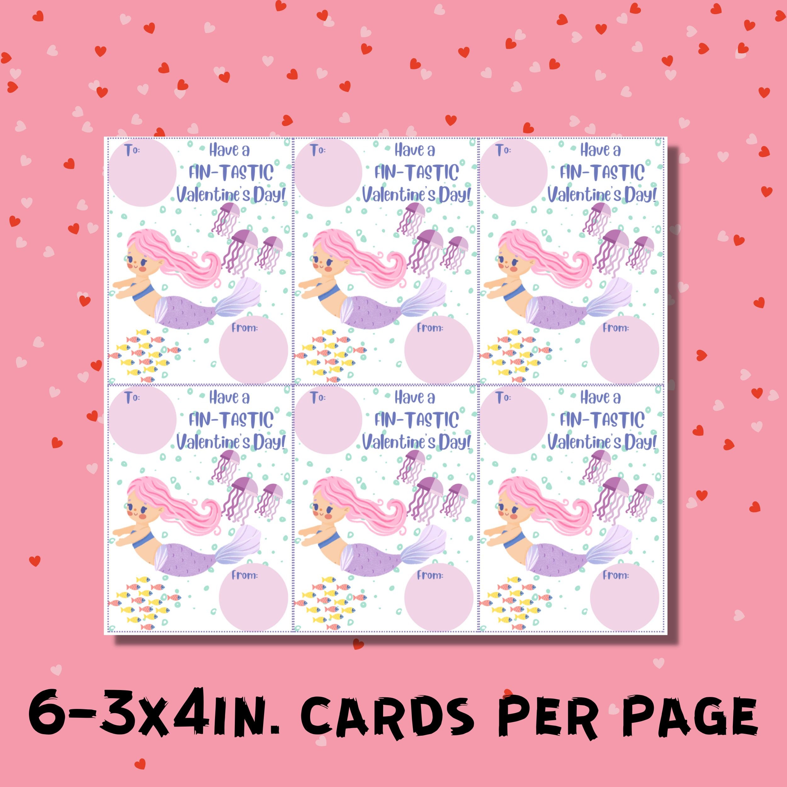 Printable Mermaid Valentine's Day Cards for Kids - Etsy