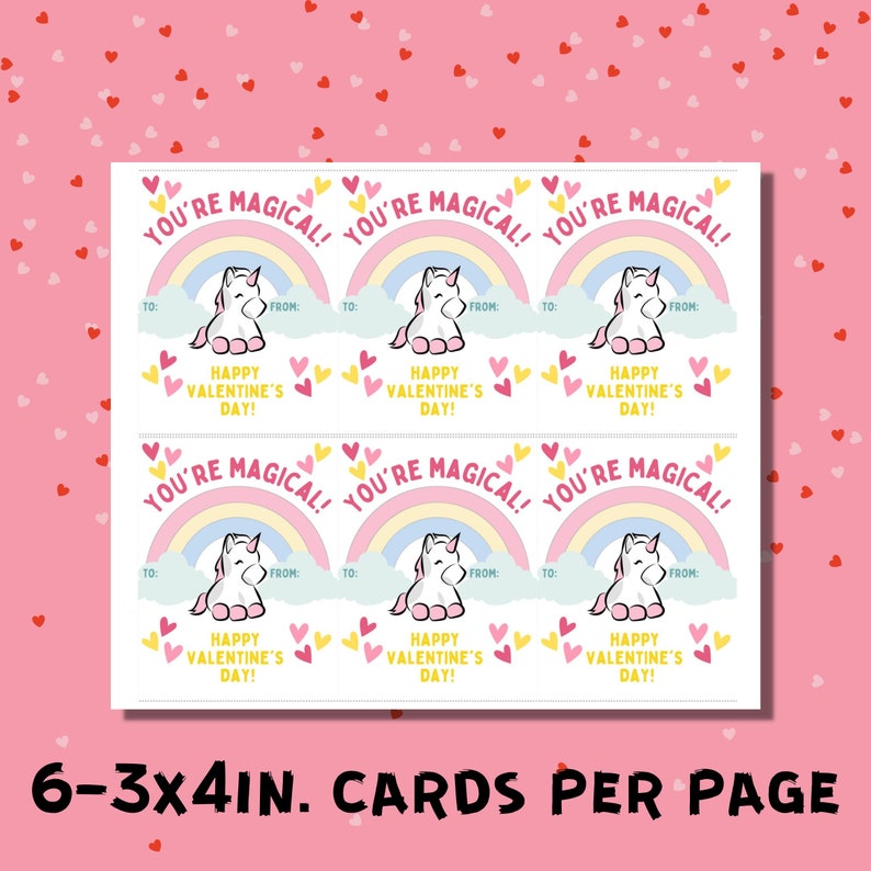 Printable Unicorn Valentine's Day Cards for Kids - Etsy