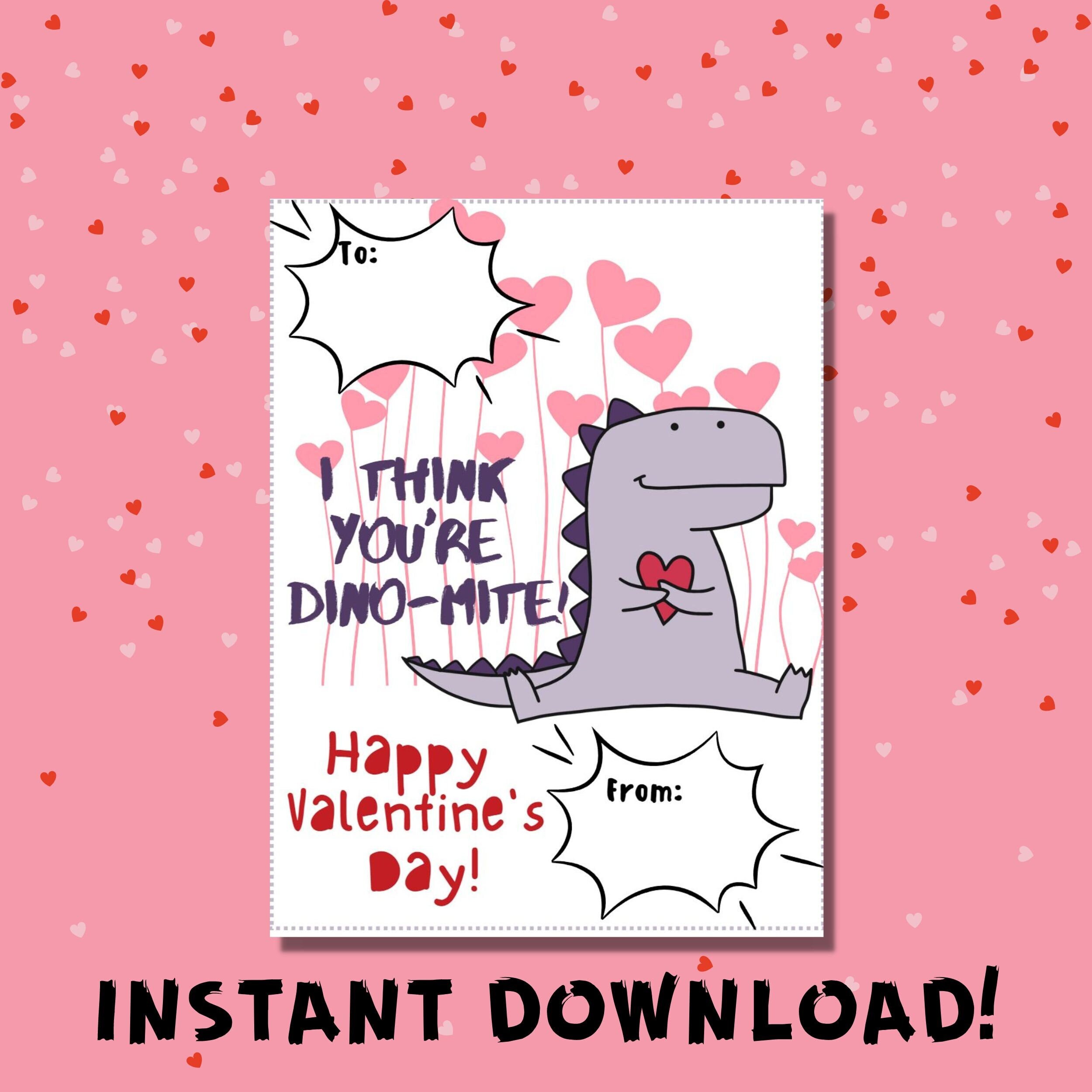 Printable Dinosaur Valentine's Day Cards for Kids - Etsy