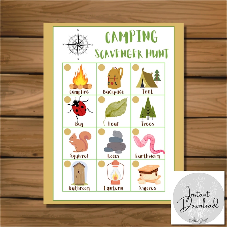 Printable Camping Scavenger Hunt for Kids - Etsy