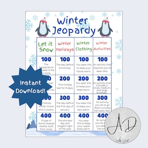 Kids Winter Jeopardy - Etsy