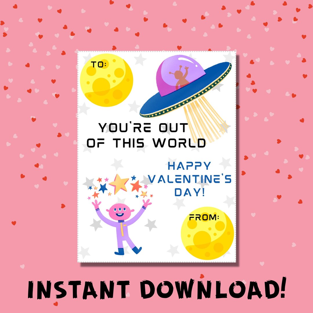 Printable Alien Valentine's Day Cards for Kids - Etsy