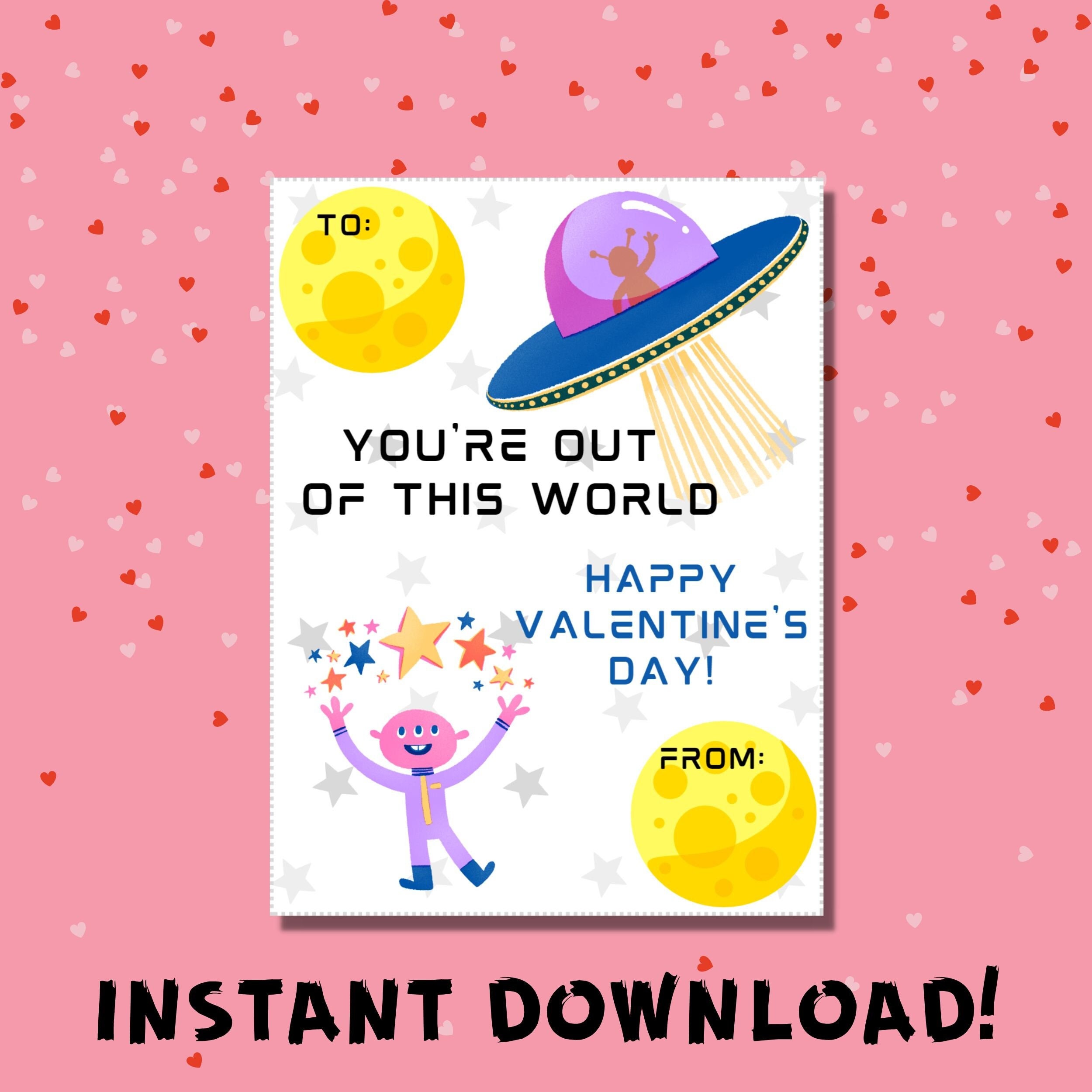 Printable Alien Valentine's Day Cards for Kids - Etsy
