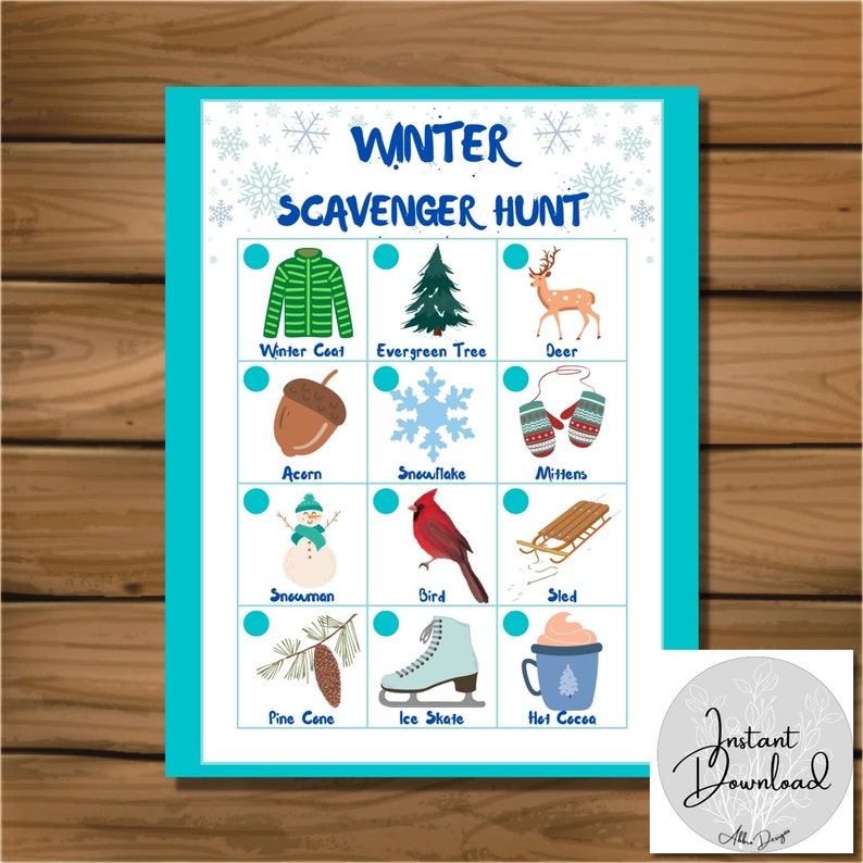 Printable Winter Scavenger Hunt for Kids - Etsy