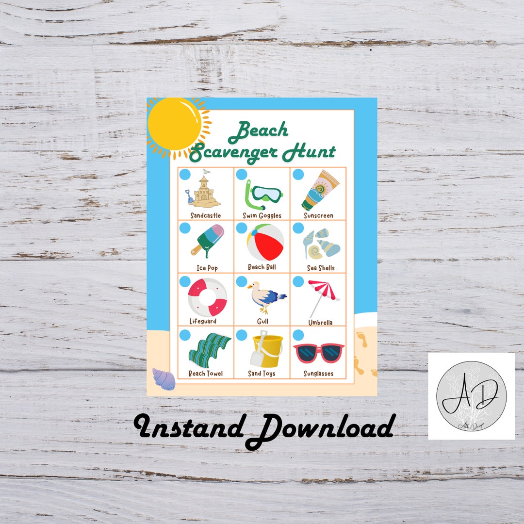 Printable Beach Scavenger Hunt for Kids - Etsy