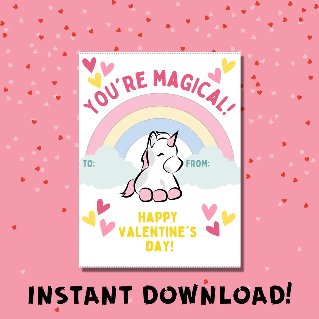 Printable Unicorn Valentine's Day Cards for Kids - Etsy