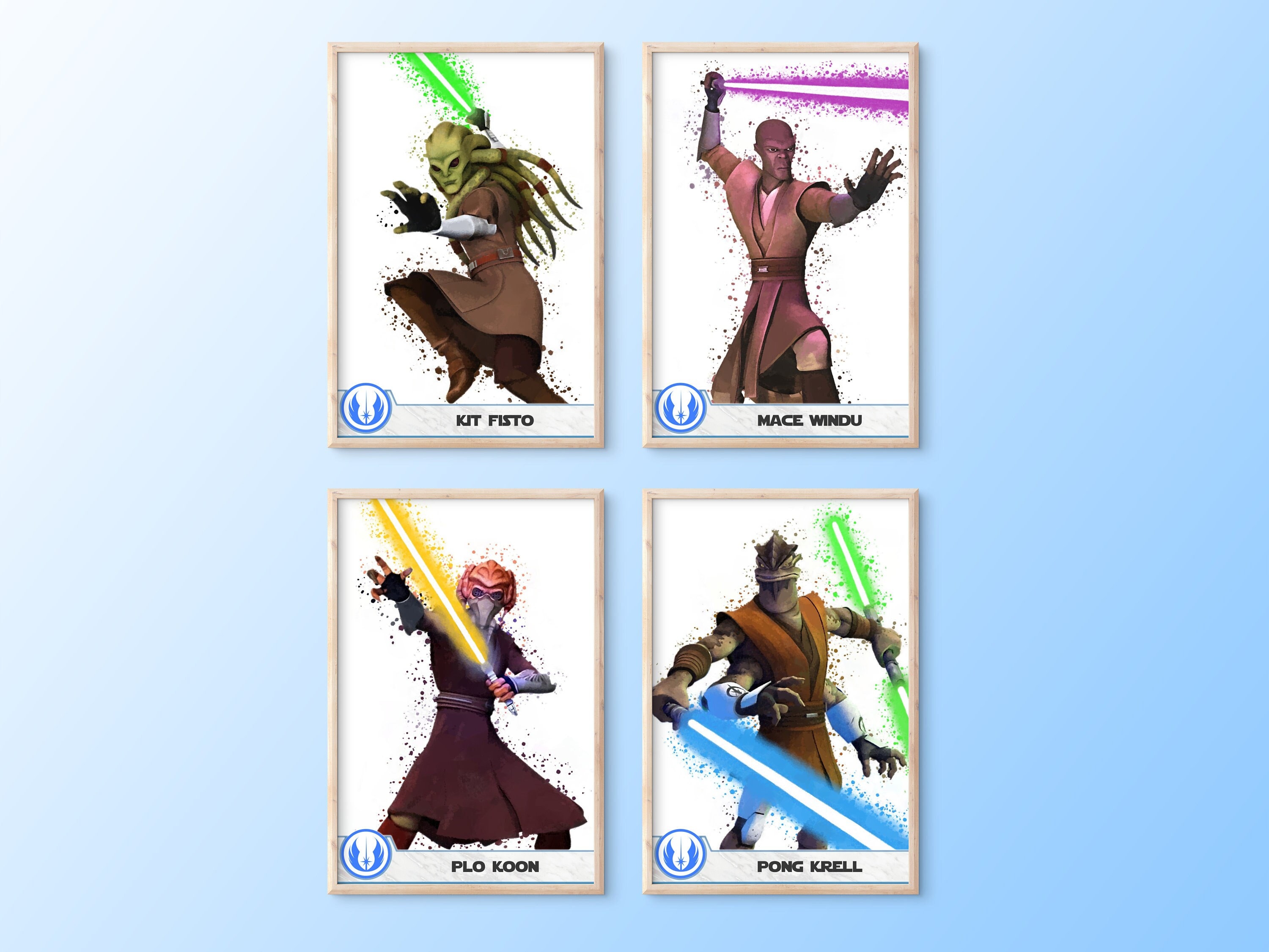 Set of 4 Jedi STAR WARS PRINTABLE Watercolor Bundle Poster, Wall Art ...