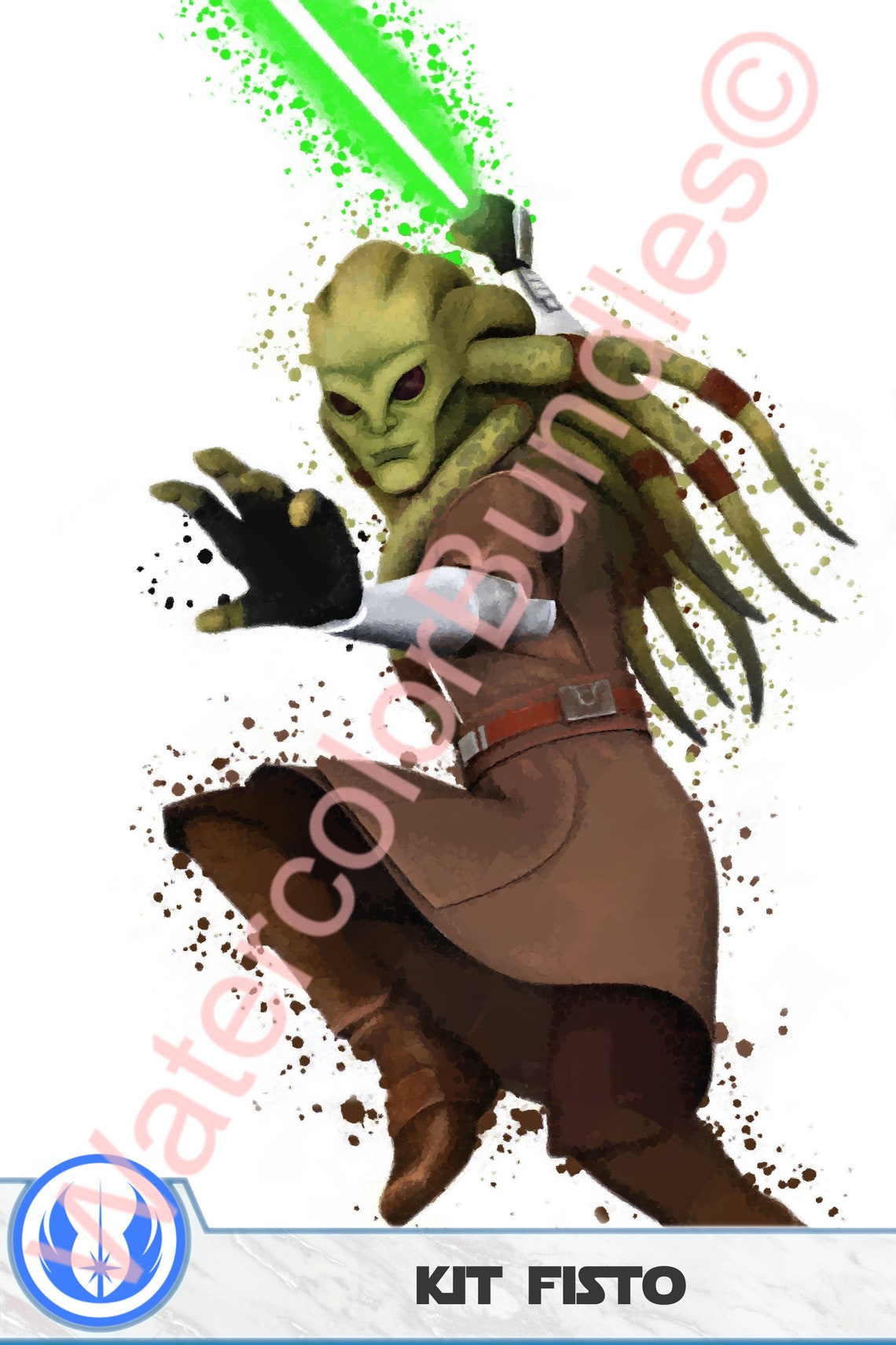 Set of 4 Jedi STAR WARS PRINTABLE Watercolor Bundle Poster, Wall Art ...