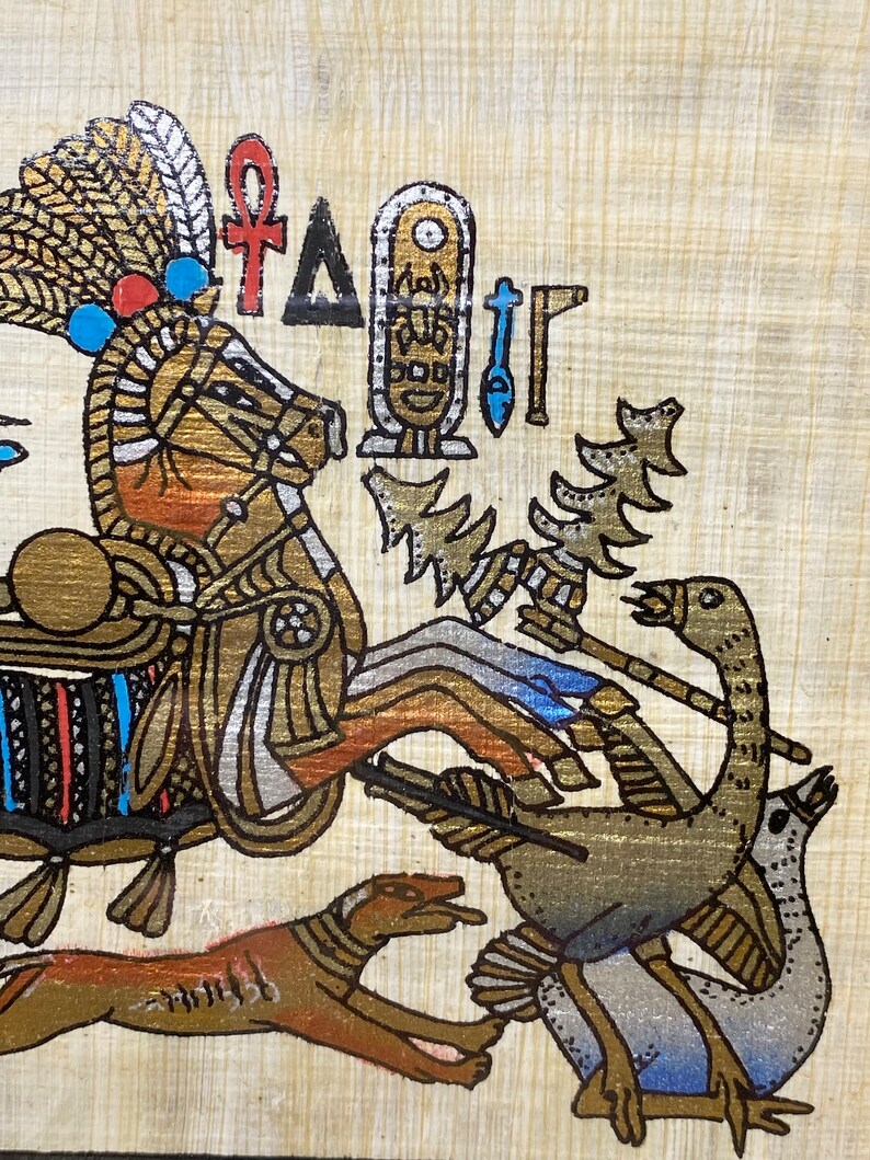 Vintage Framed Original Egyptian Papyrus Painting Vintage Egyptian ...