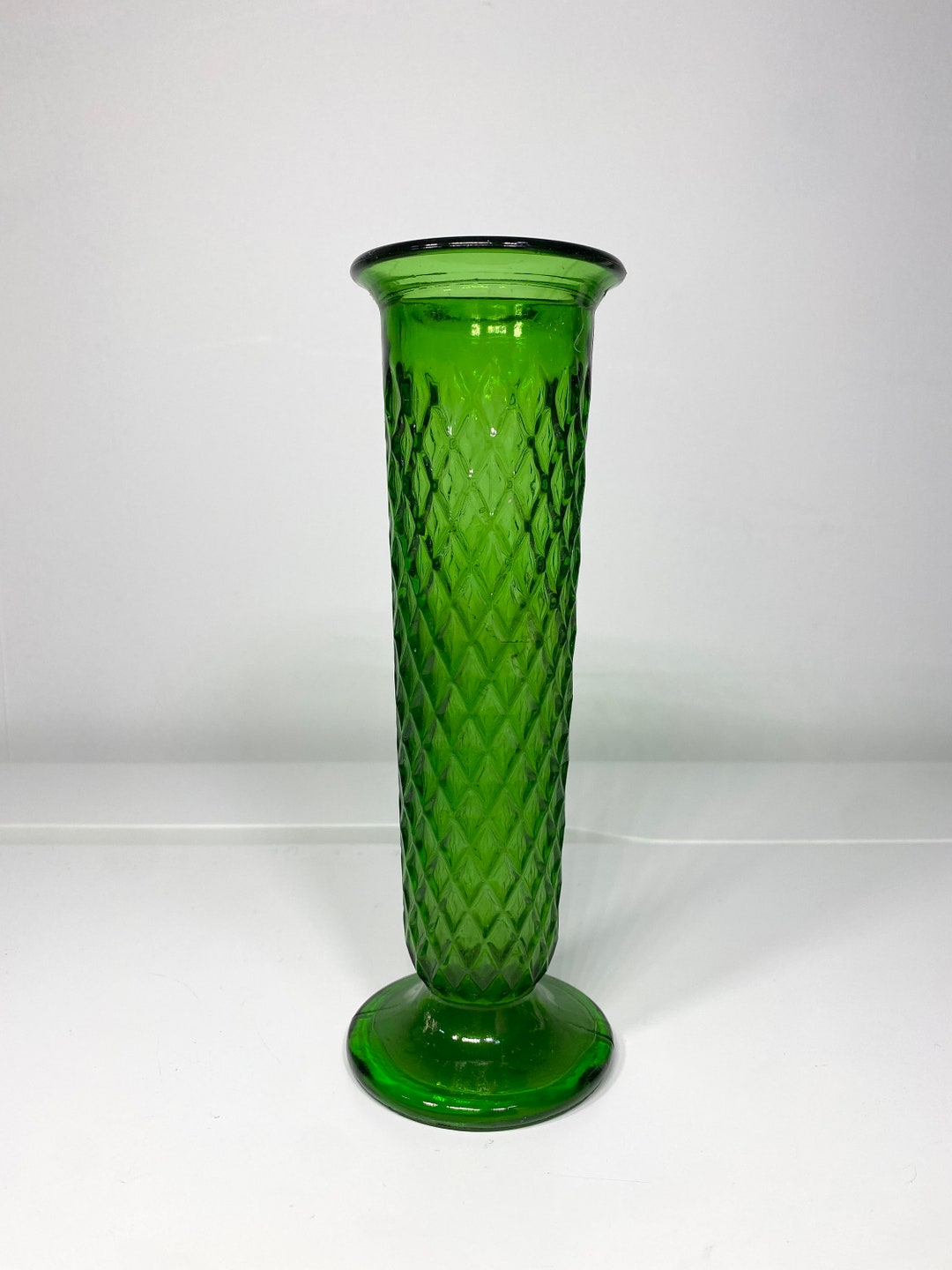 Vintage E.O Brody Green Glass Flower Vase Midcentury - Etsy