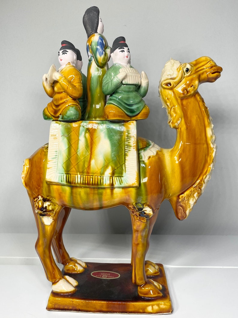Vintage Chinese Majolica Glazed Ceramic Camel 14 Tall Larger Statue Art ...
