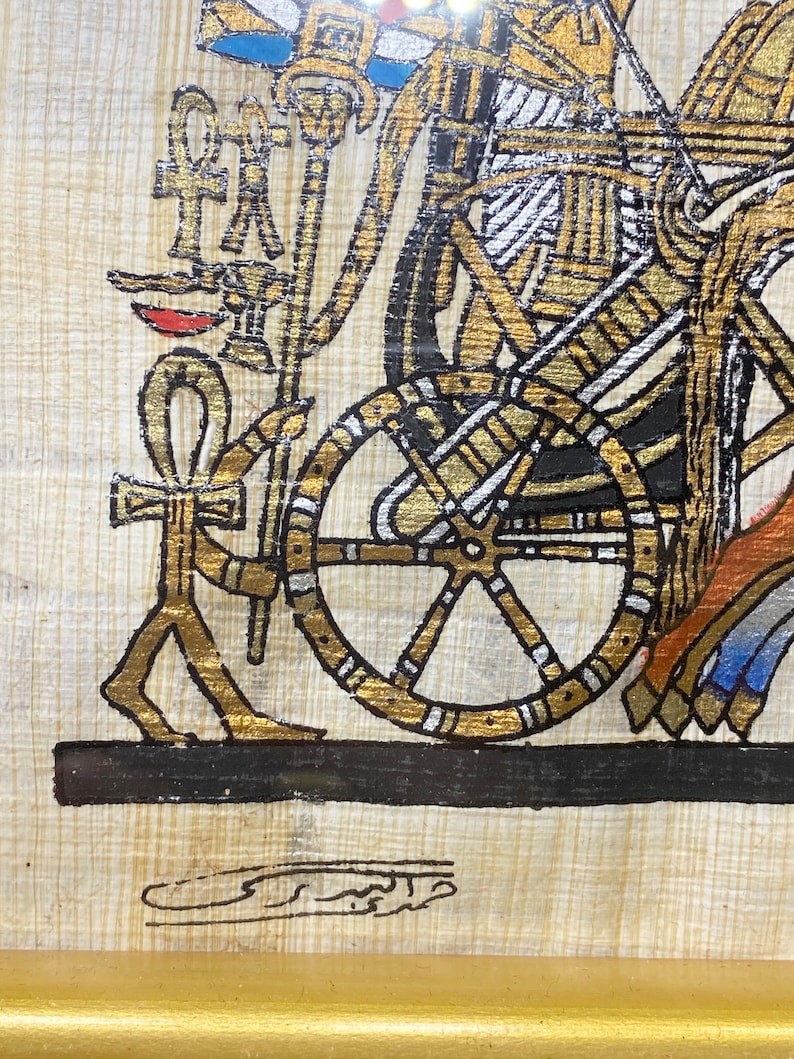 Vintage Framed Original Egyptian Papyrus Painting Vintage Egyptian ...