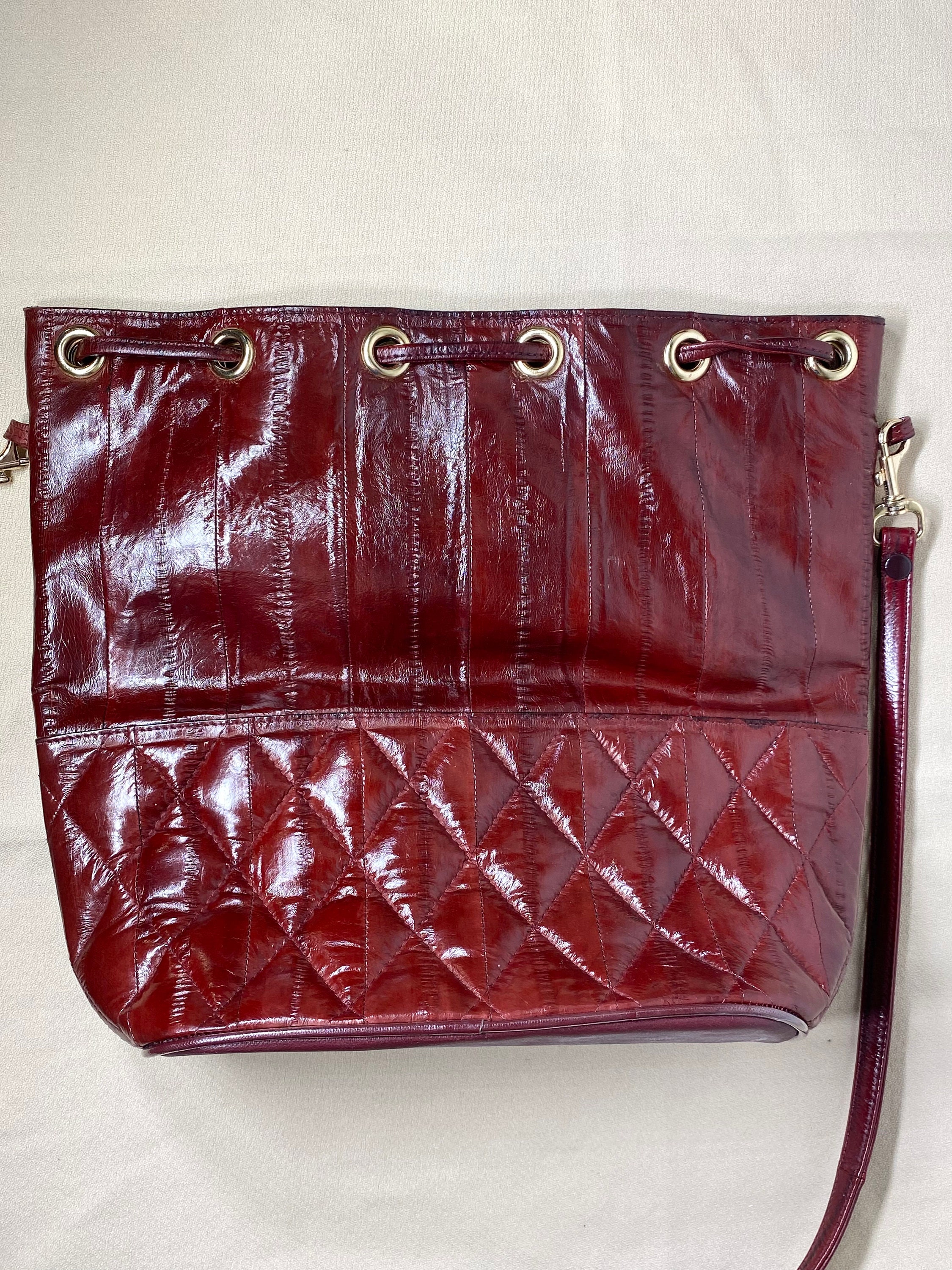 Vintage Blood Red Authentic Eel Skin Purse / Over the Shoulder - Etsy