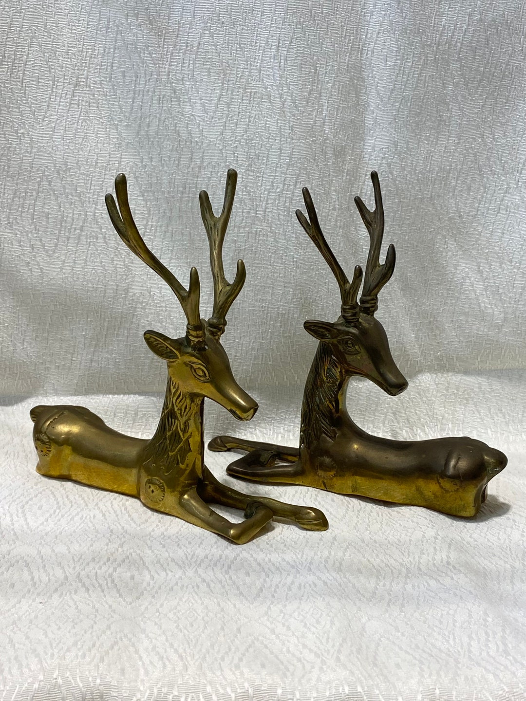 Vintage Pair of Brass Deer Figurines, Solid Brass Buck - Etsy