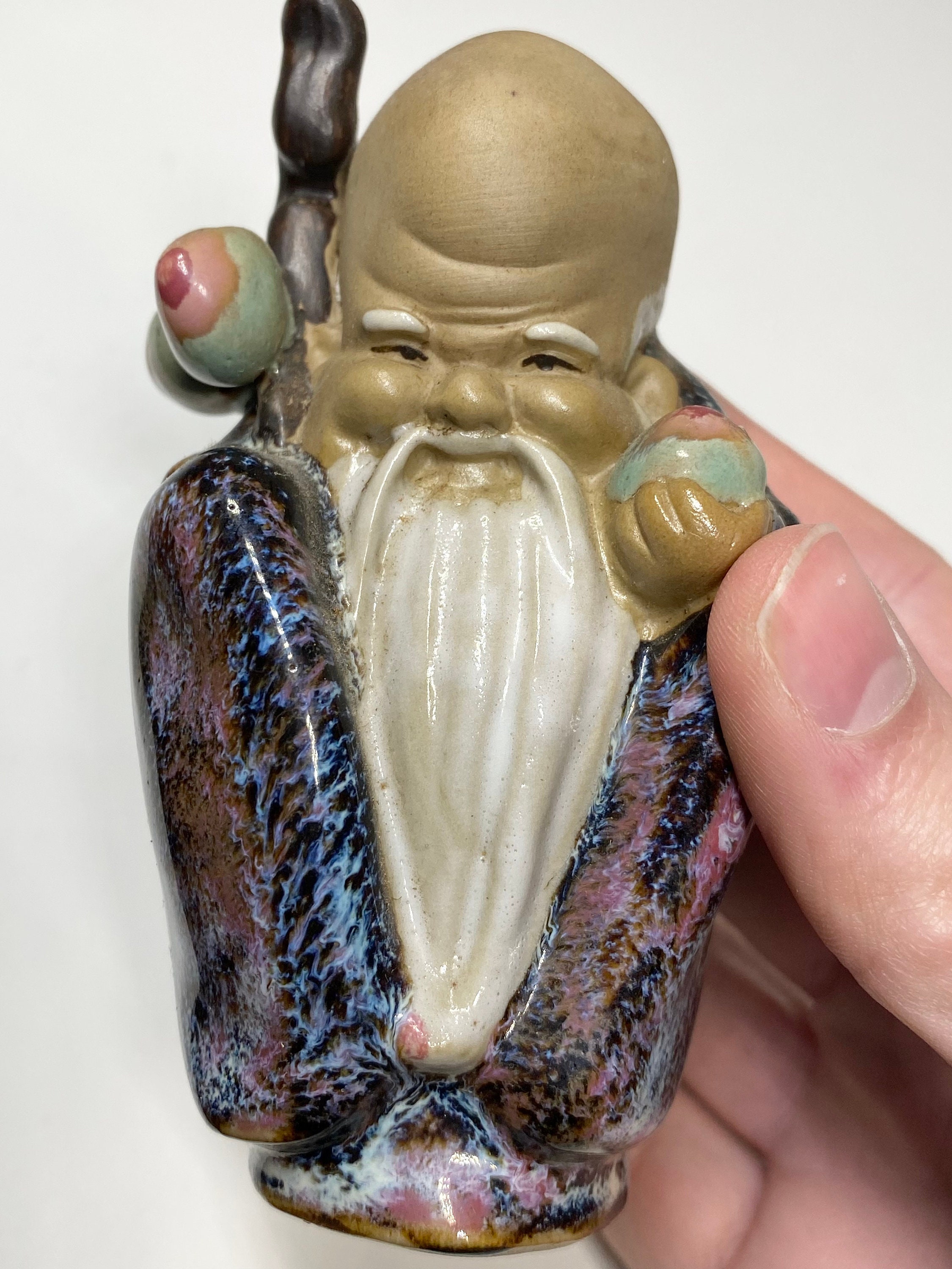 Vintage Glazed Chinese Wise Man Hand Made Clay Figurine - Etsy