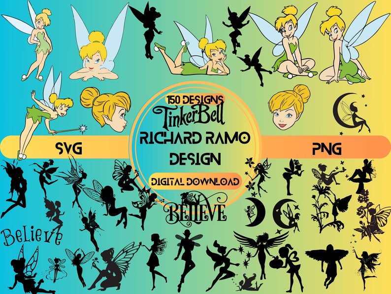 Tinkerbell Svg Bundletinkerbell Flaying Svgtinkerbell Silhouette Cut