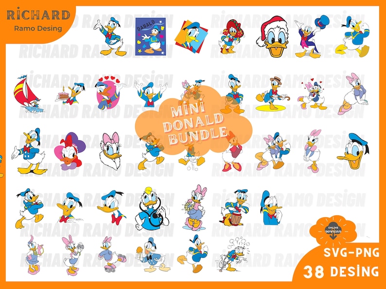 Donald Duck Svg Bundle ,cricut, 38 Svg, Png - Etsy