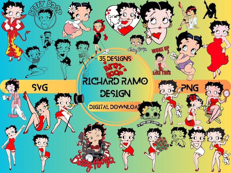Betty Boop SVG Bundle,betty Boop Layered,svg, Easy Cut,tshirt Print ...