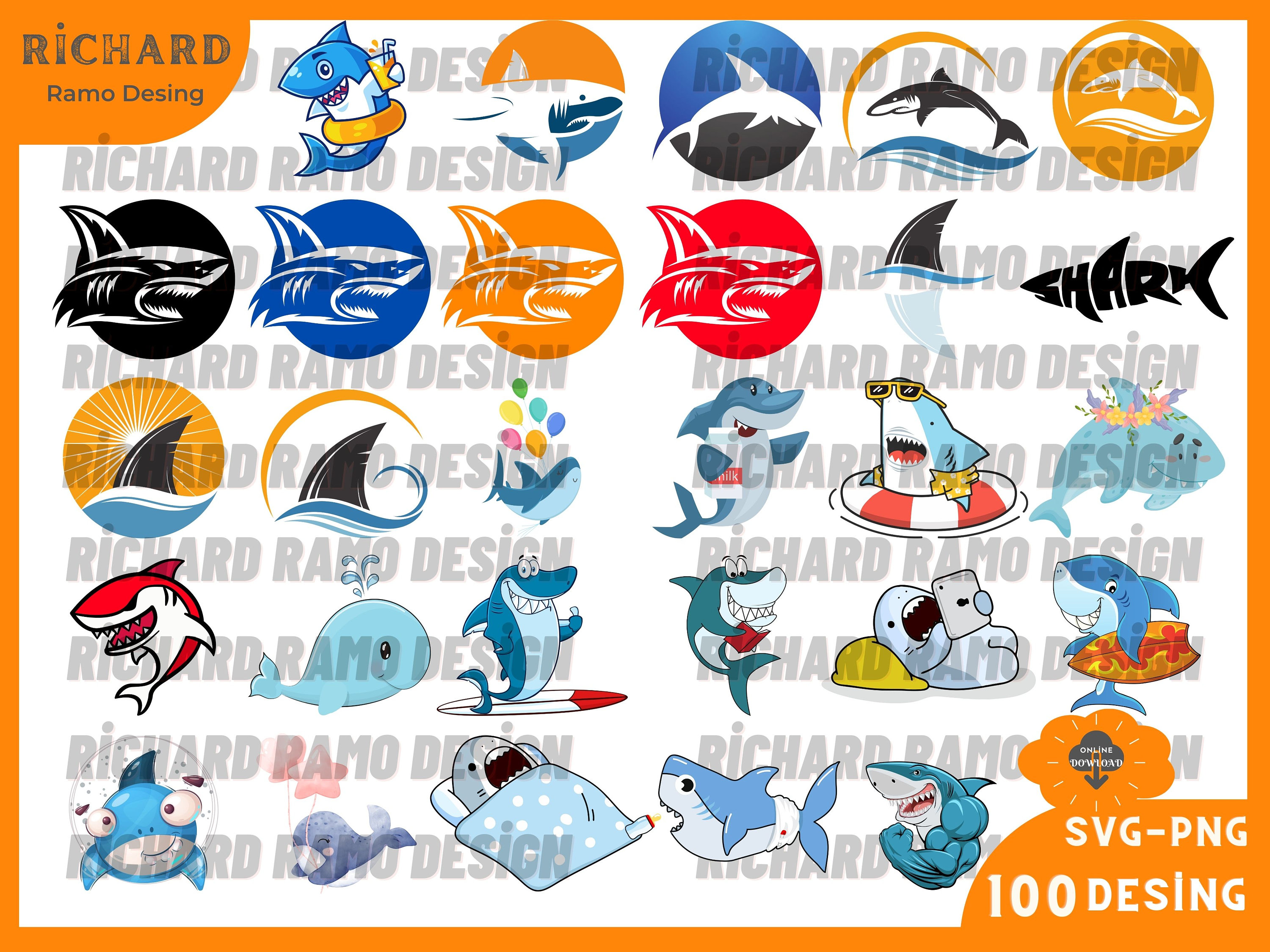Shark Svg Bundle, Shark Png, Shark Clipart, Shark Vector, Shark Fin Svg ...