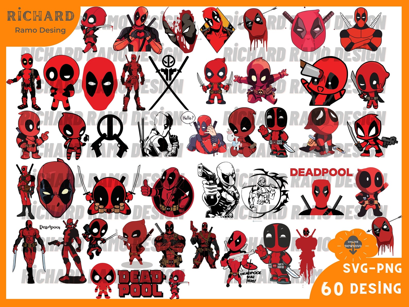 60 Deadpool Svg Bundle, Deadpool Png, Deadpool Cricut,silhouette ...