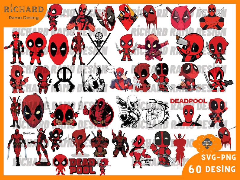 60 Deadpool Svg Bundle, Deadpool Png, Deadpool Cricut,silhouette ...