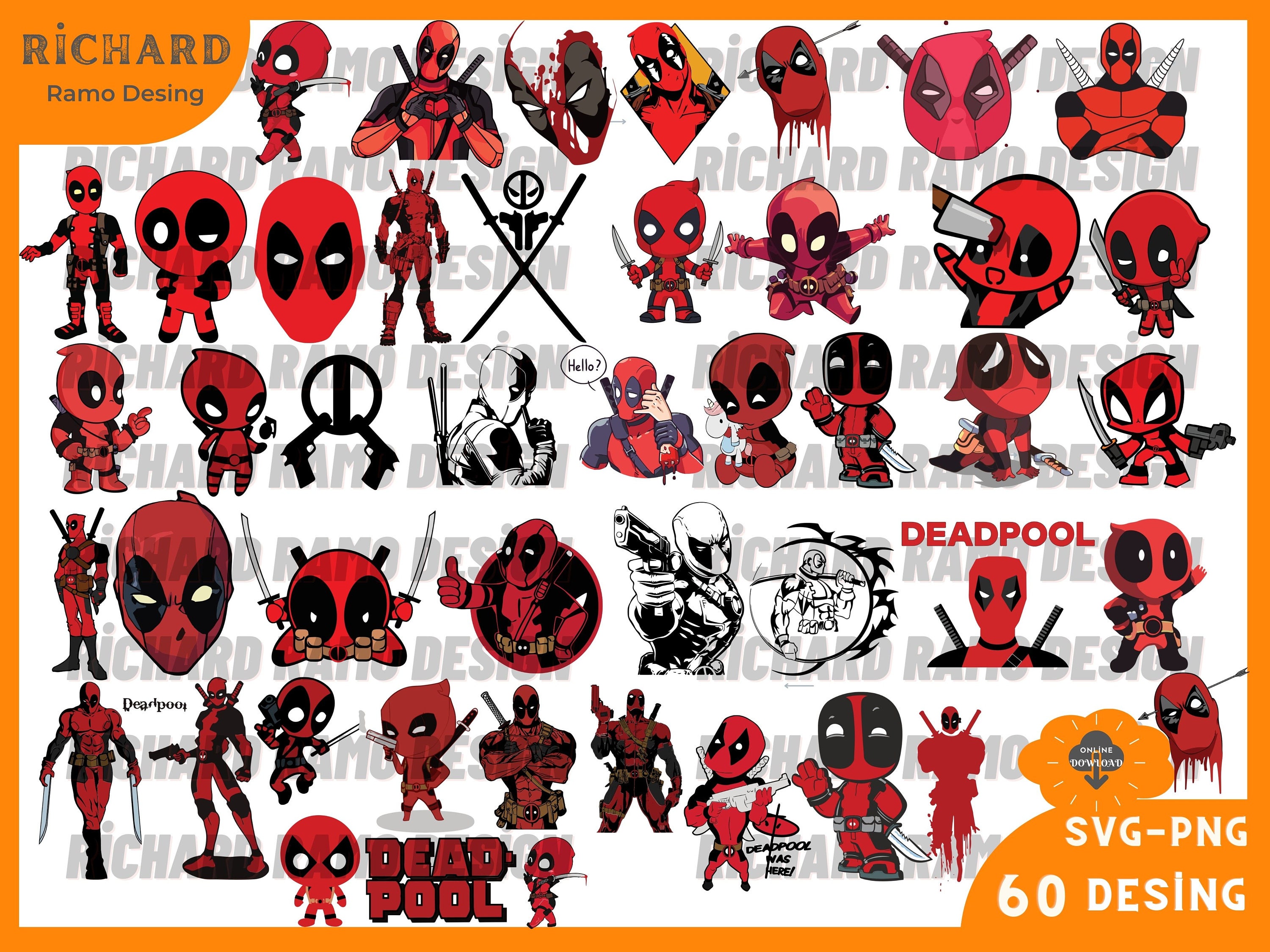60 Deadpool Svg Bundle, Deadpool Png, Deadpool Cricut,silhouette ...