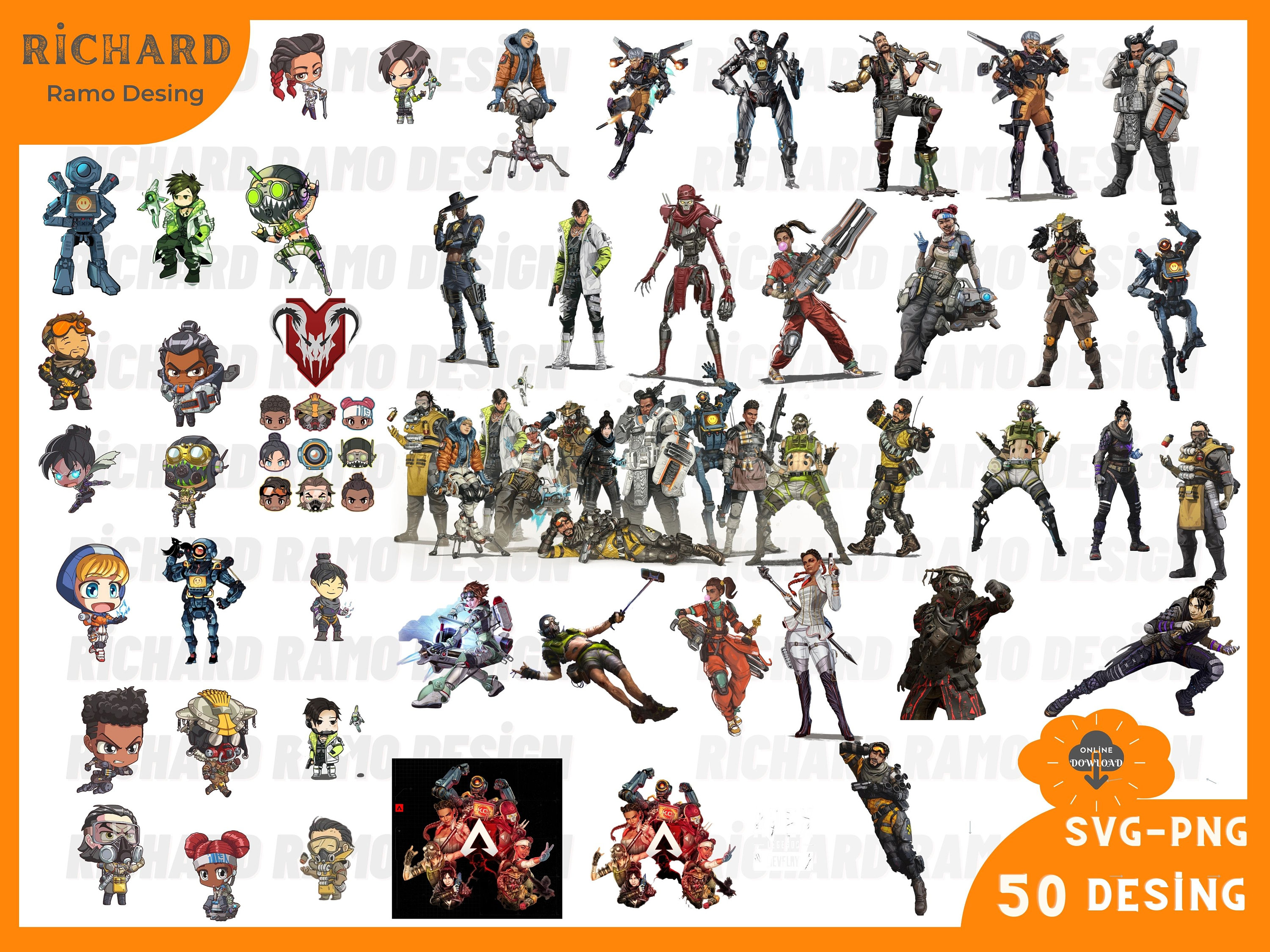 Apex Legend SVG-PNG Package Bundle Layered Files for Cricut Video Game ...