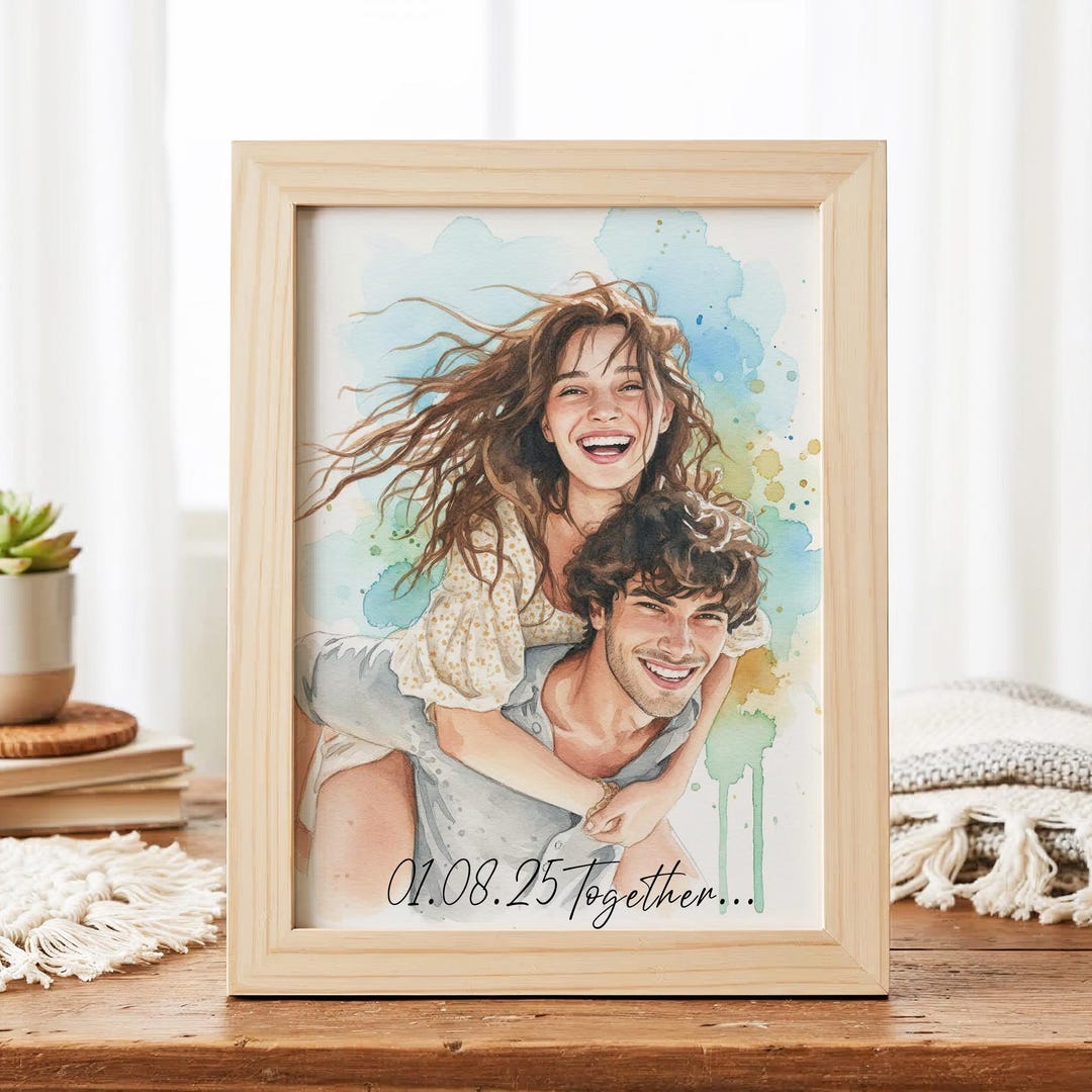 Custom Couple Watercolor Portrait From Photo, Digital Painting Gift for ...