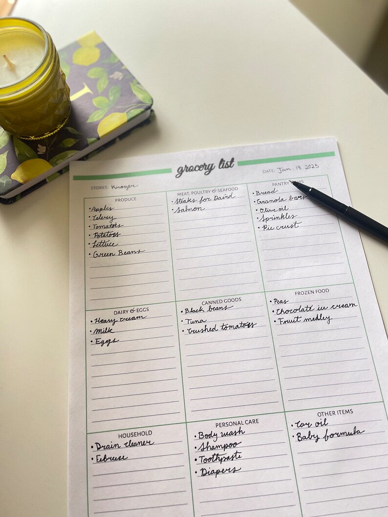 Minimal Aesthetic Grocery List Printable, Instant Download, Shopping ...