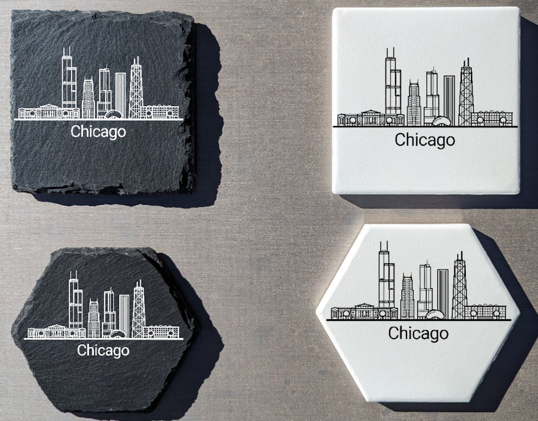 Chicago Skyline Coasters | Modern Coasters | Slate Coasters | Ceramic ...