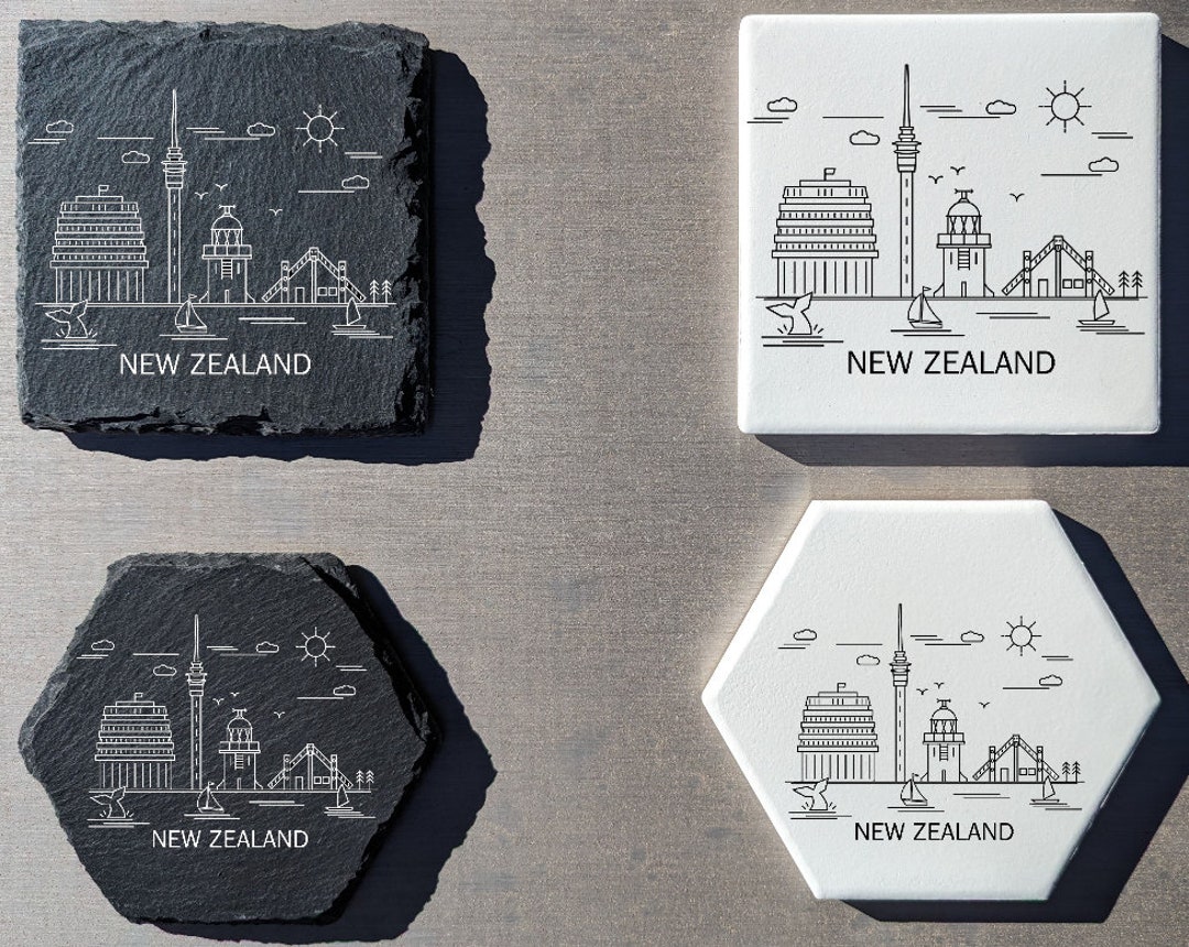 New Zealand Skyline Coasters: Modern Slate or Ceramic Coasters - Etsy