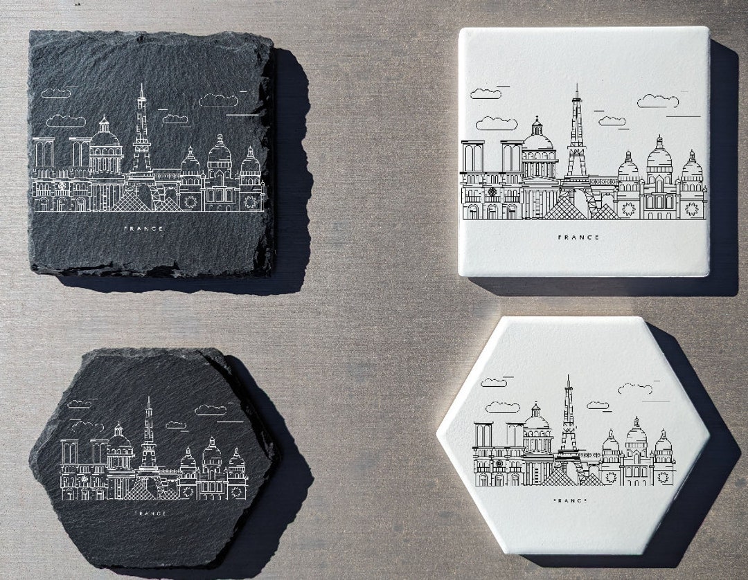 France Skyline Coasters | Modern Coasters | Slate Coasters | Ceramic ...