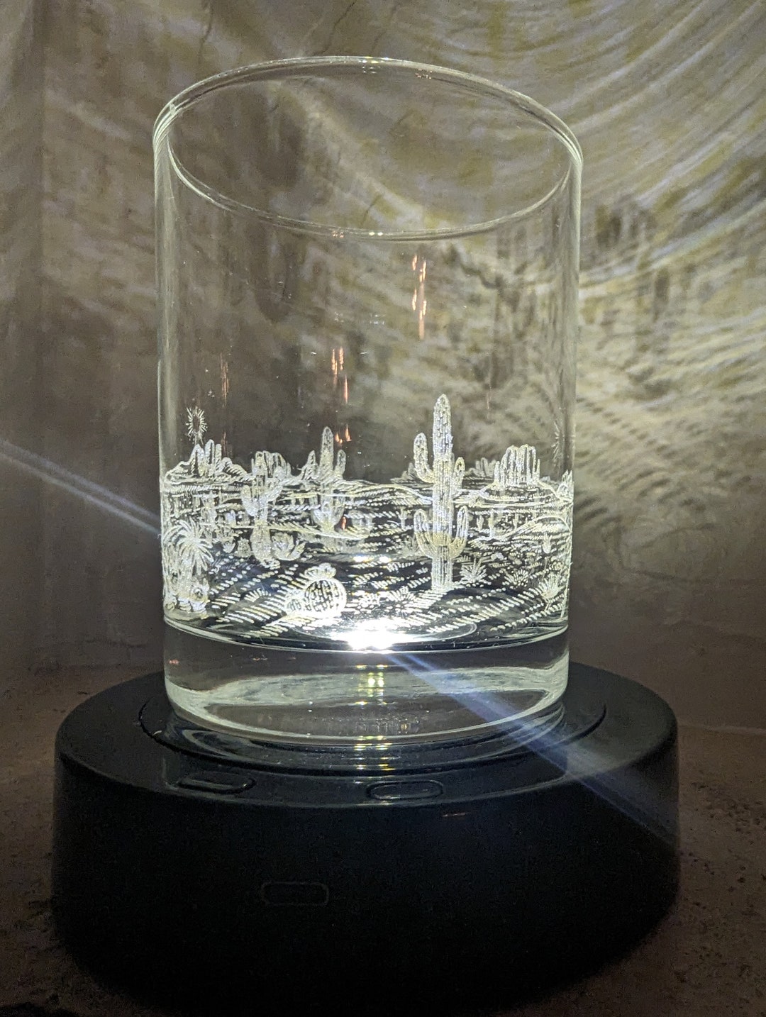 Desert Scene Glasses | Custom Whiskey Glasses | Whiskey Lover Gift ...